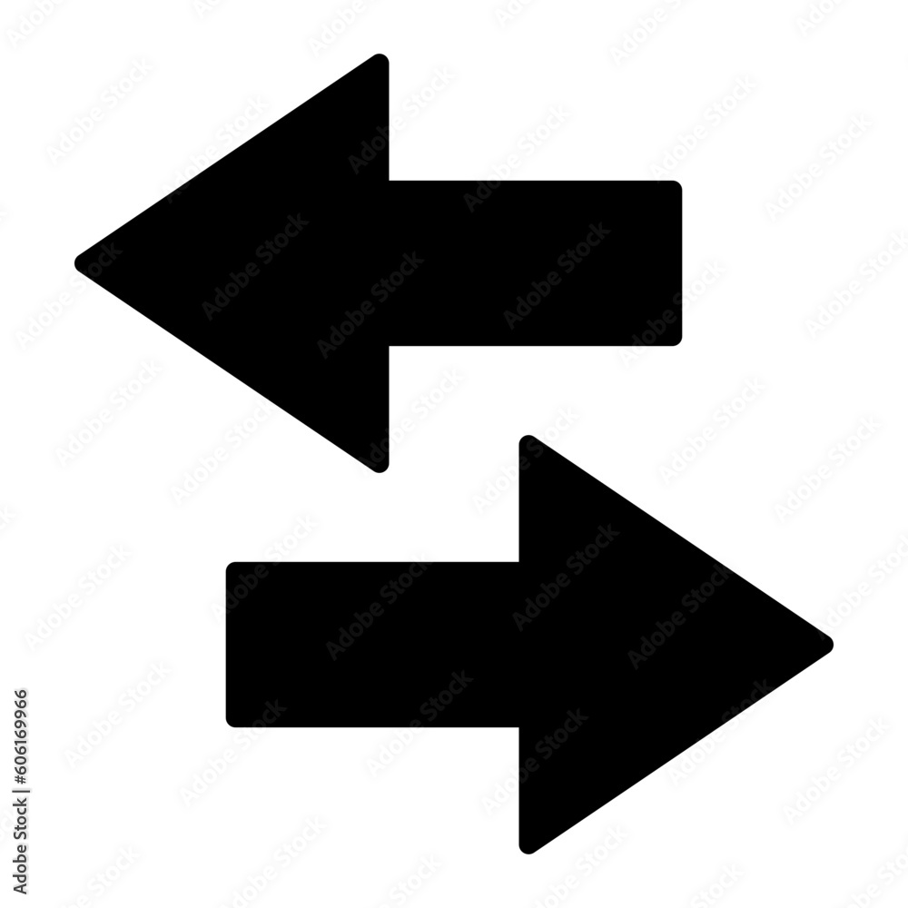 Black right left two 2 ways arrows icon, simple pointing in opposite ...