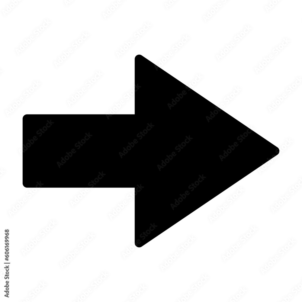Black next arrow icon, simple right turn direction interface element ...