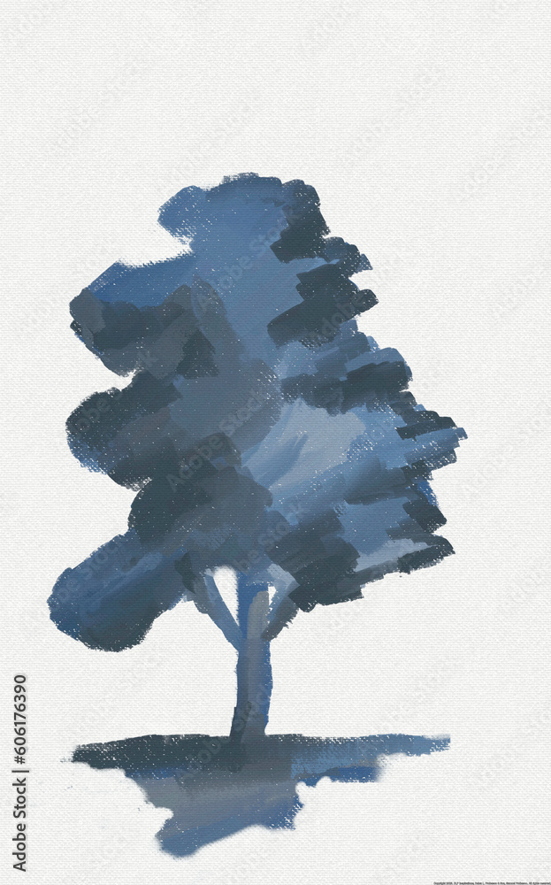 Simple Blue Tree Doodle- Illustration, artwork, art, design, flier, ad ...