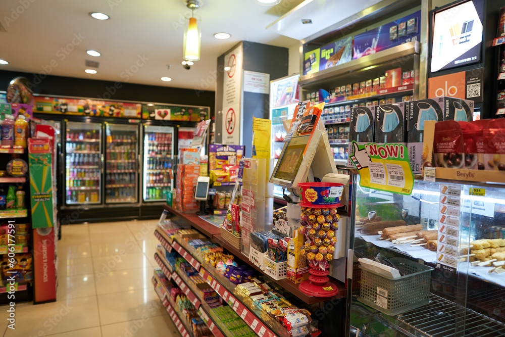 KUALA LUMPUR, MALAYSIA - CIRCA MARCH, 2023: inside 7-Eleven convenience store in Kuala Lumpur. 7 ...