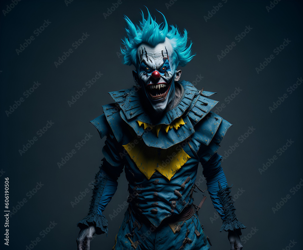 Portrait of a creepy scary clown with sharp teeth Stock Illustration ...