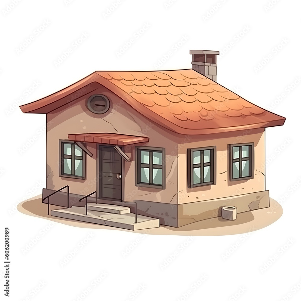 small tiny house on a white background cartoon style Stock Illustration ...