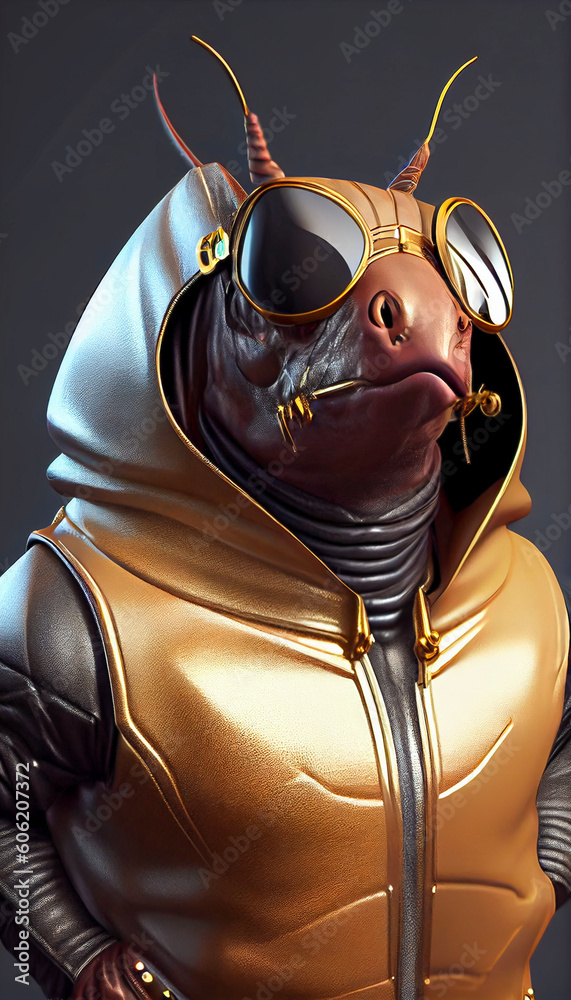 Generative AI abstract render of a gangsta cockroach Stock Illustration ...