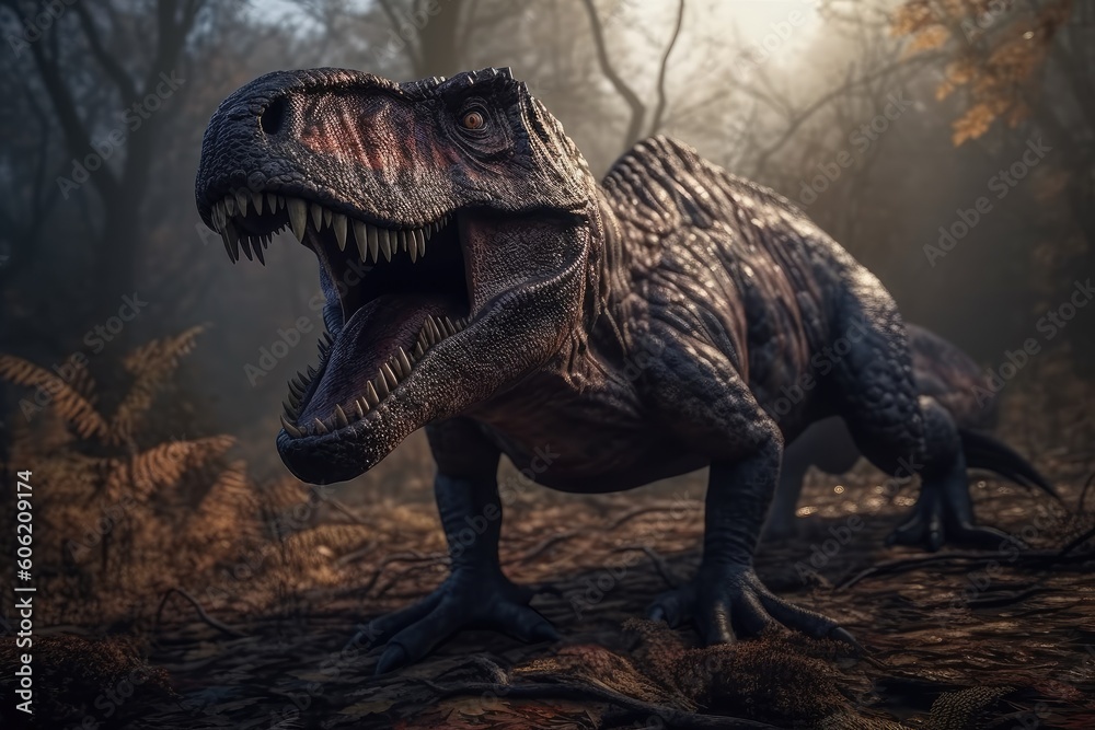 Dinosaurs. Extinct species of animals. Big strong toothy predators ...