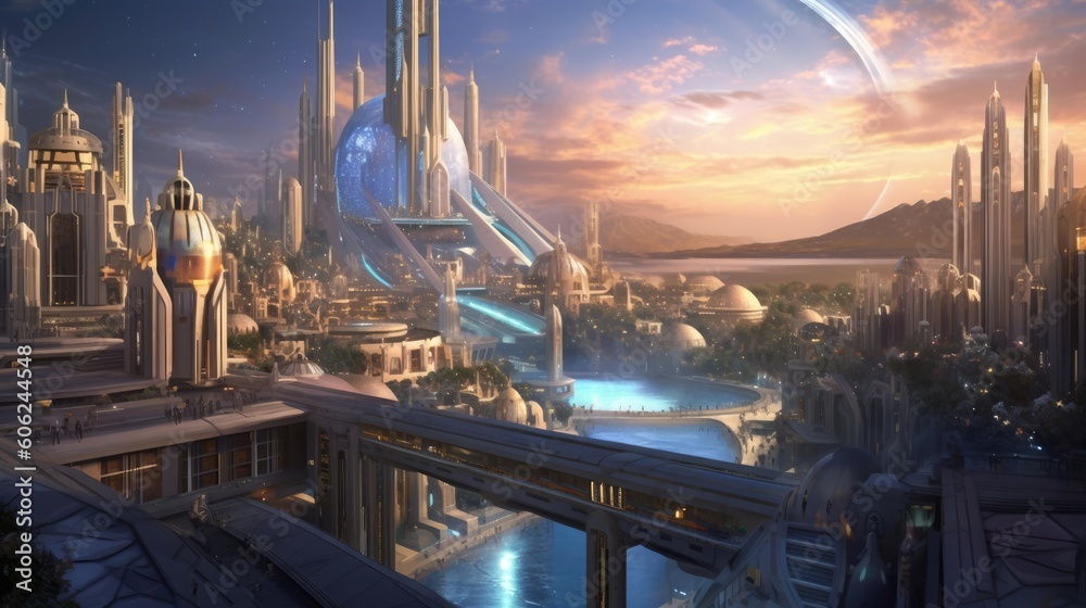 Futuristic Advanced Alien Civilization, Concept Art, Digital ...