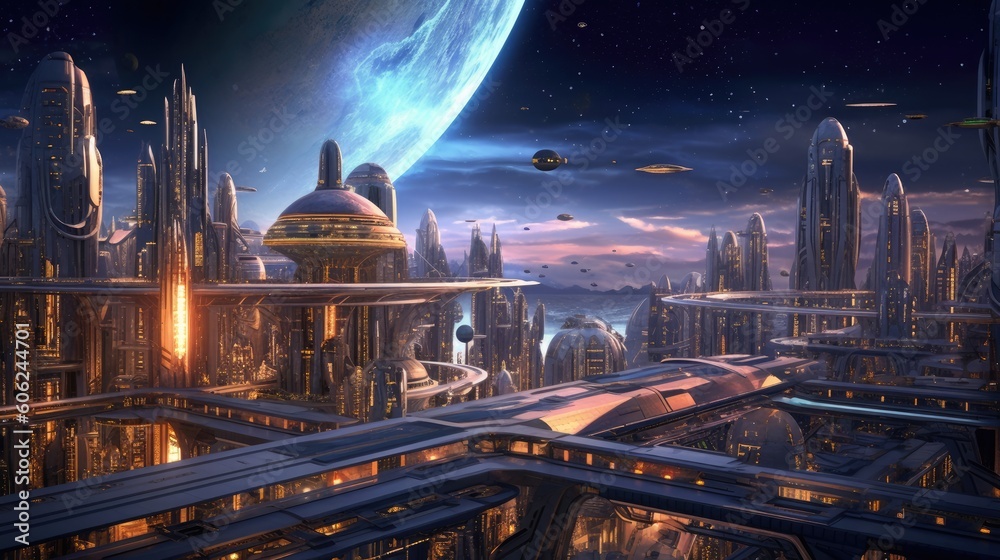 Futuristic Advanced Alien Civilization, Concept Art, Digital ...