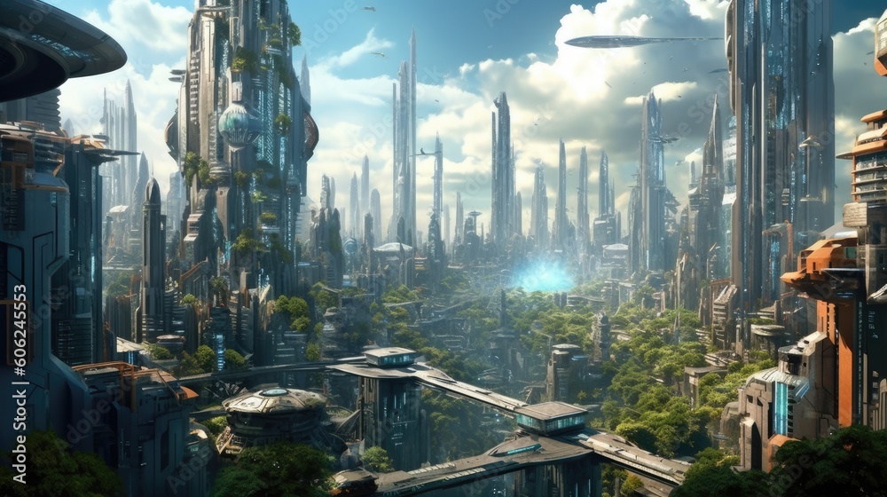 Futuristic Advanced Alien Civilization, Concept Art, Digital ...