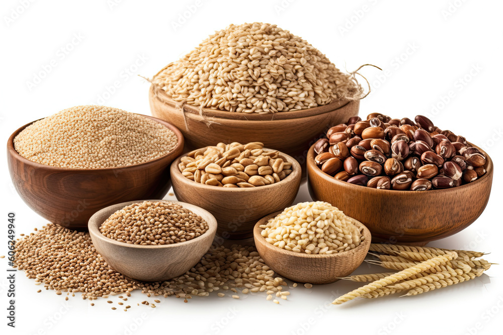 Whole grains white background for your advertisements and designs Stock ...