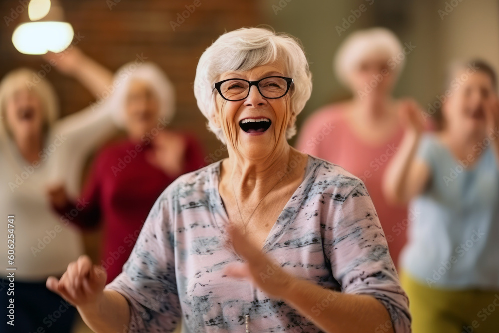 Candid capture of a joyful group of seniors showing vitality while ...