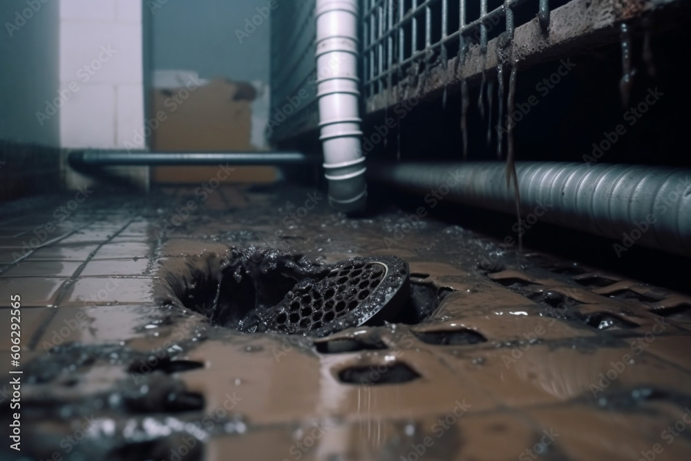 Drain cleaning, Clogged and dirty sewer pipes floor drain, Full of hair and accumulated clogged ...