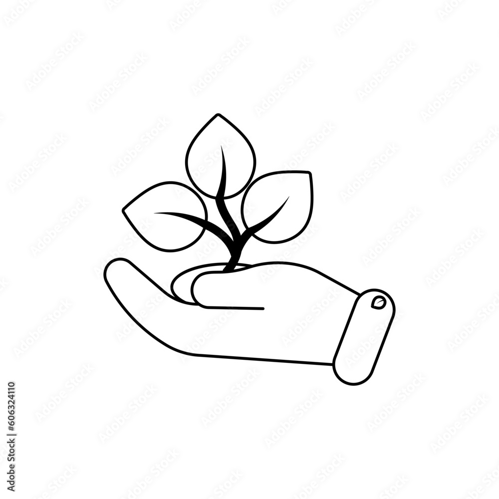 Associations and symbols Sustainability. Symbols of nature: hand with a ...