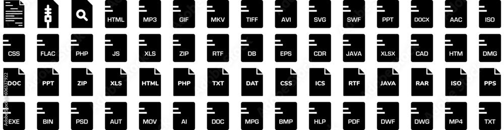Set Of Extension Icons Isolated Silhouette Solid Icon With Beautiful ...