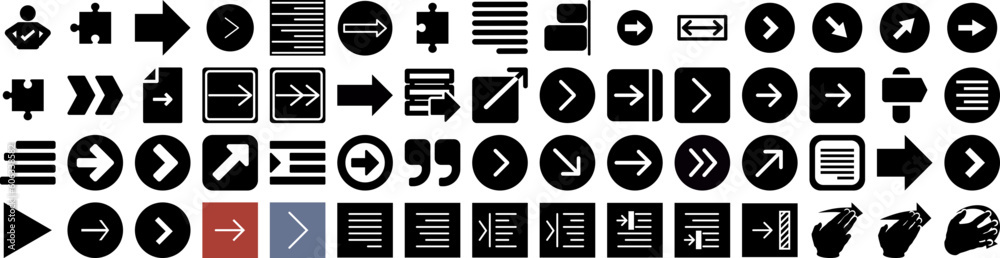 Set Of Right Icons Isolated Silhouette Solid Icon With Icon, Sign ...