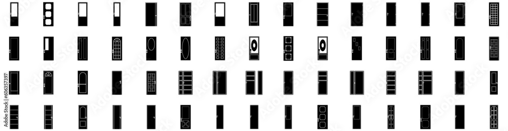 Set Of Entry Icons Isolated Silhouette Solid Icon With Safety, Red ...