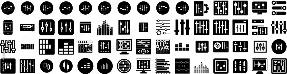 Set Of Equalizer Icons Isolated Silhouette Solid Icon With Vector ...