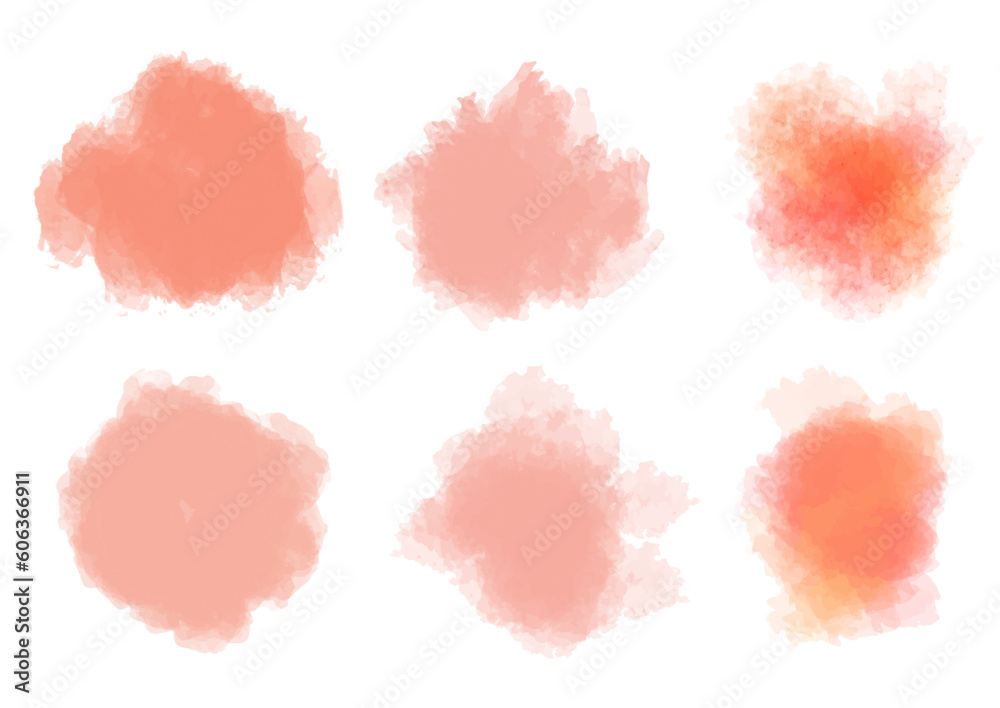 Vetor de Collection of watercolour splat designs in pastel pink colours ...