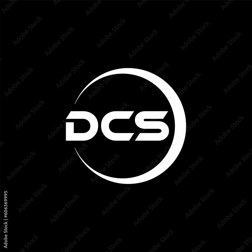 DCS letter logo design with black background in illustrator, cube logo, vector logo, modern ...