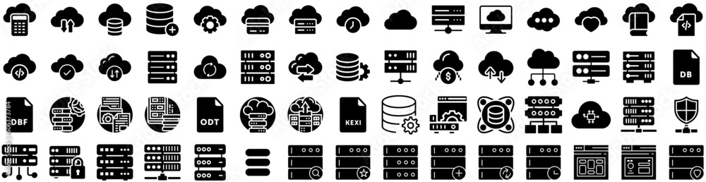 Set Of Database Icons Isolated Silhouette Solid Icon With Storage ... Set Of Database Icons Isolated Silhouette Solid Icon With Storage ...