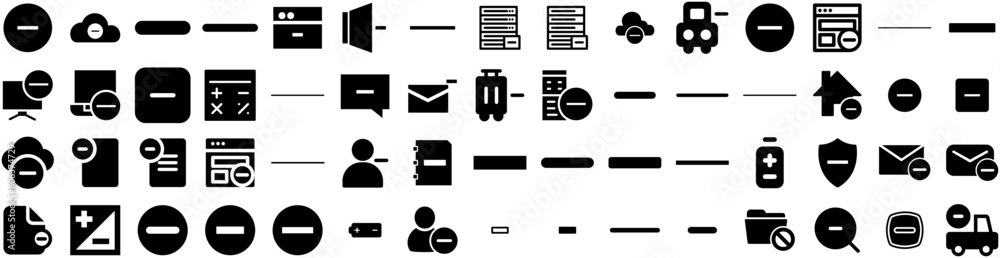 Set Of Minus Icons Isolated Silhouette Solid Icon With Symbol ...