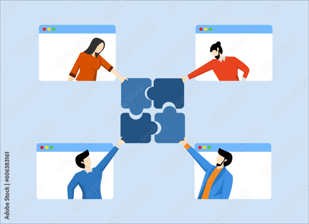 partnership concept, hybrid work conference call for mutual success ...