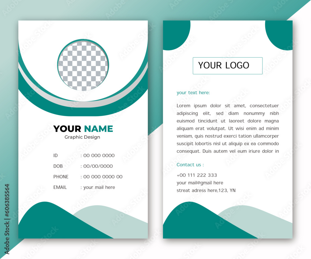 creative ID Card Template with an author photo place, Office Id Card ...