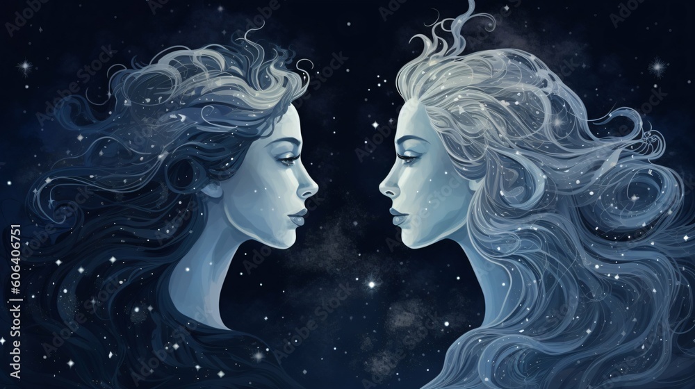 Gemini zodiac sign, horoscope astrology concept, wallpaper background ...