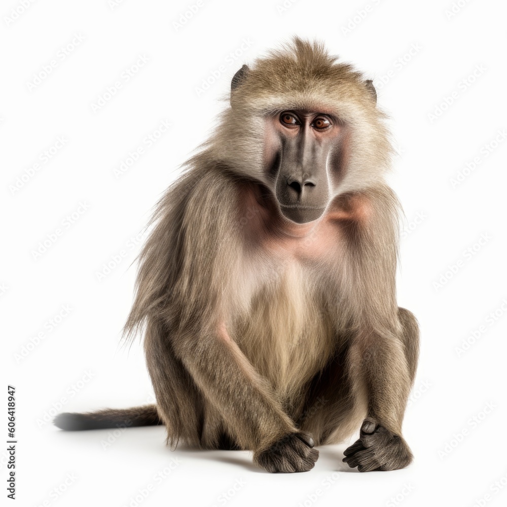 portrait of a baboon isolated on transparent background cutout Stock ...