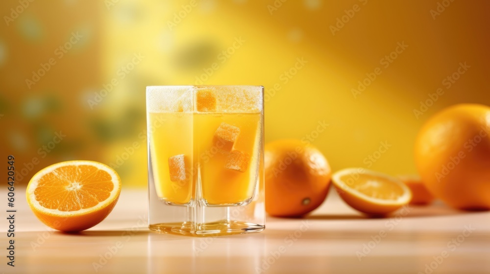 Photorealistic Illustration of a Glass of Fresh Orange Juice Brimming ...