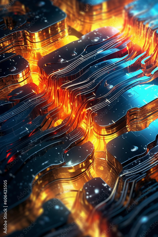 A digital composition of abstract shapes and textures resembling ...