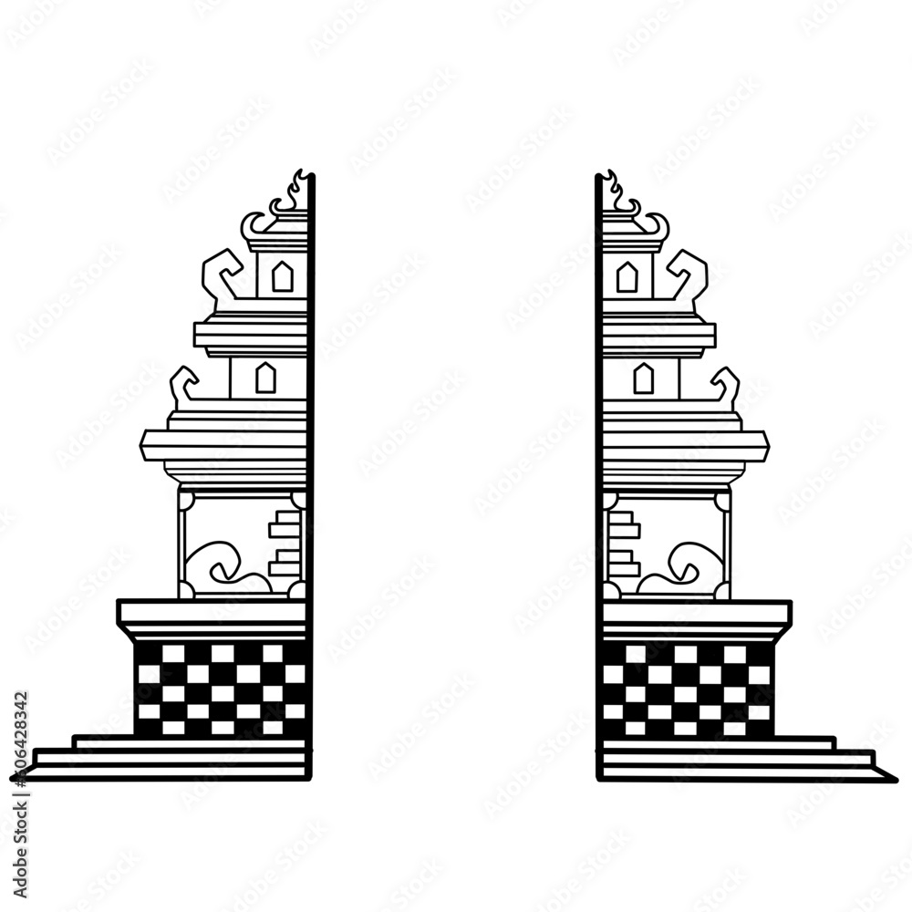 Outline of the Balinese Temple Gate Stock Vector | Adobe Stock