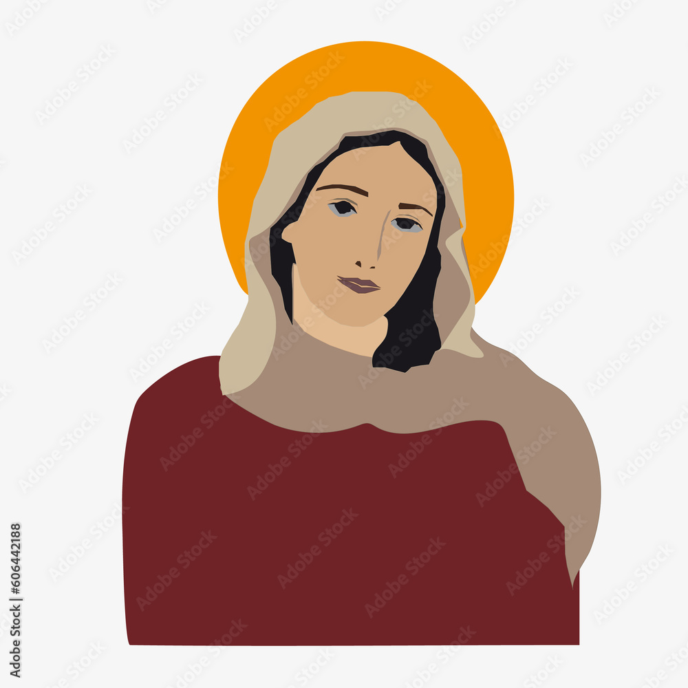 vector, abstract, modern portrait of the Virgin Mary, Madonna, Mother ...