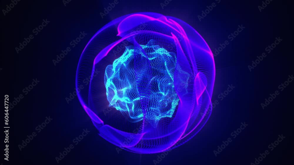 Abstract glowing cosmic sphere made of energy rays and shining ...