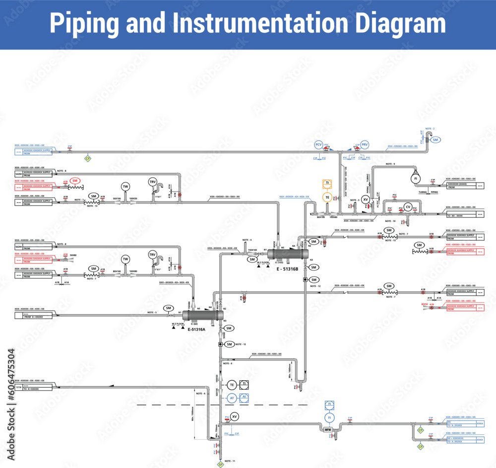 Vector Illustration for Piping and Instrumentation Diagram Stock Vector ...