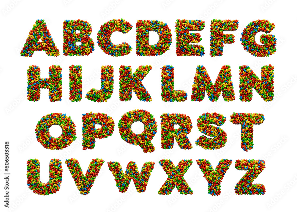 Alphabet A to Z Colorful Jelly Beans Letter Rainbow Colourful candies ...