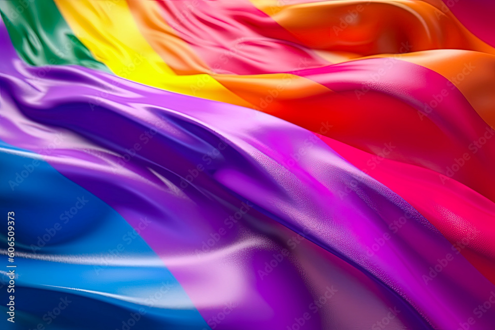Fabric wavy colorful Rainbow LGBT pride flag background. Symbol of ...