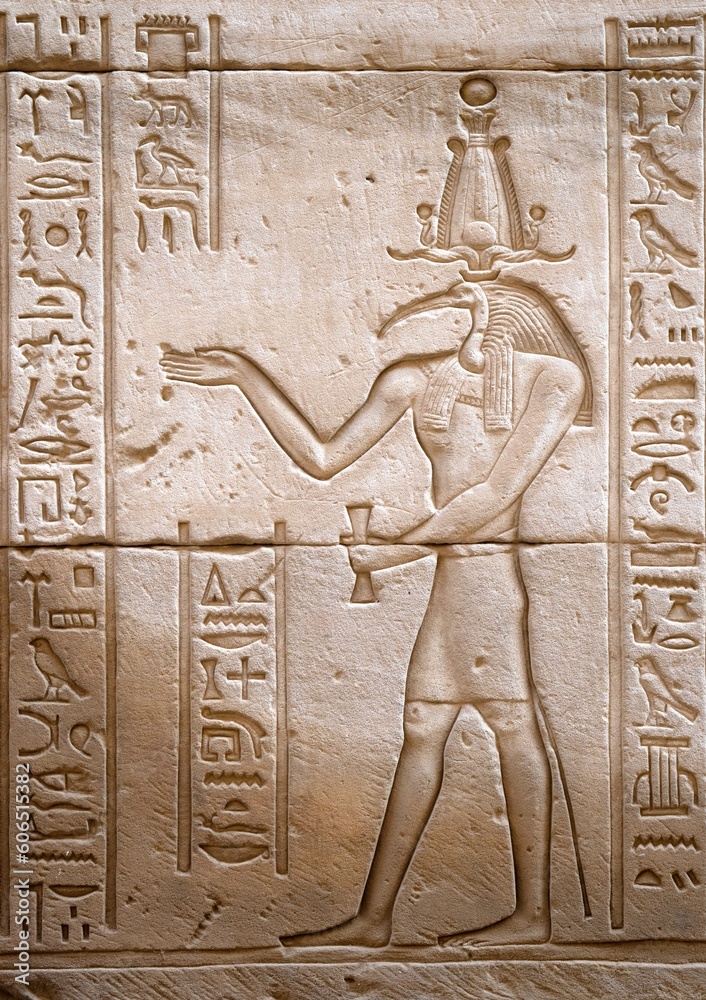 ancient Egyptian bas relief on the wall depicting Thoth Stock Photo ...