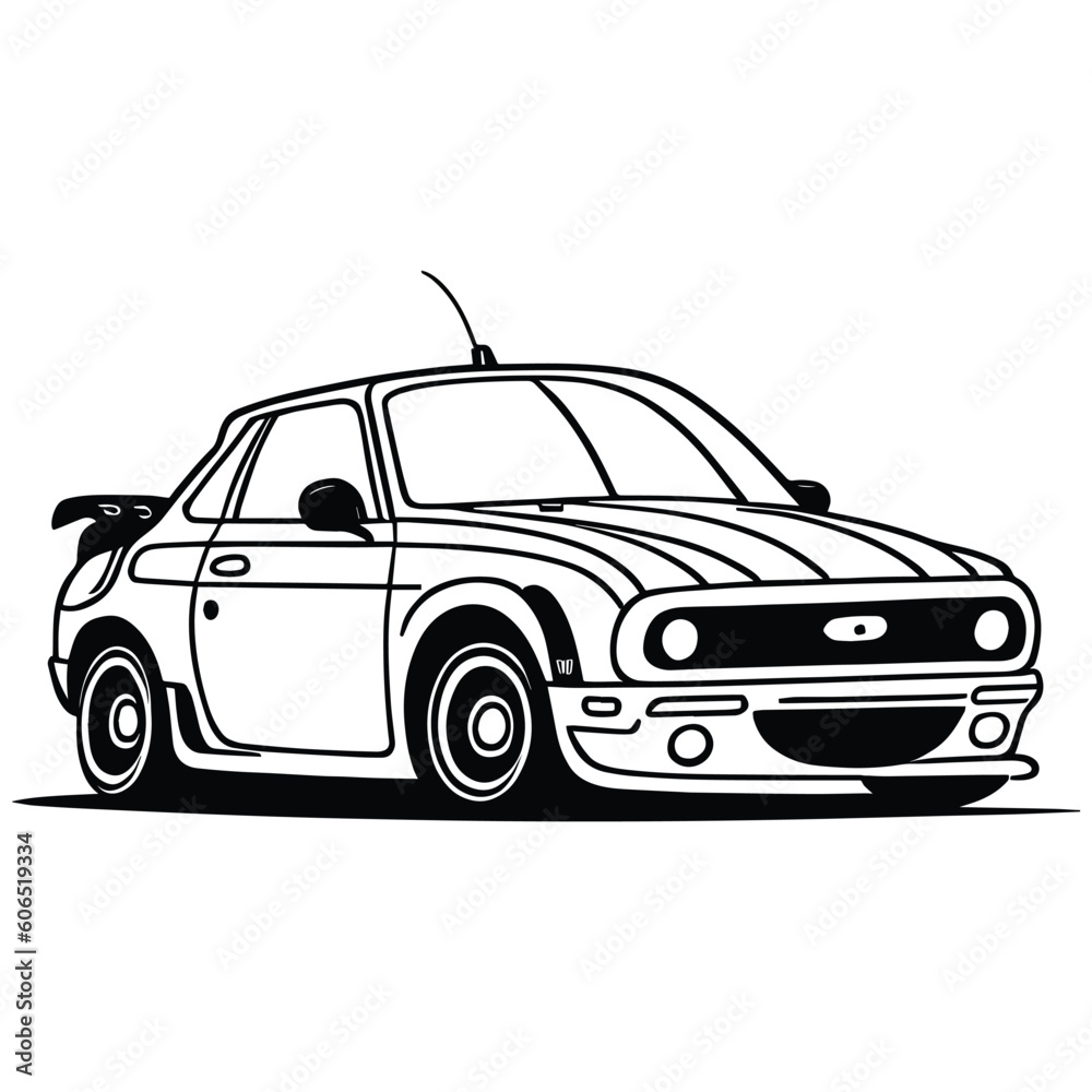 Car Vector Clipart Black and white, car Line art illustration, vector ...