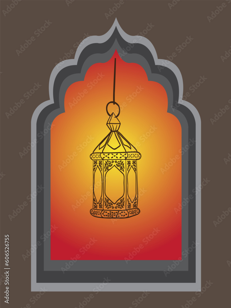 Vector illustration of an eastern lamp for an Islamic mosque or Arabian ...