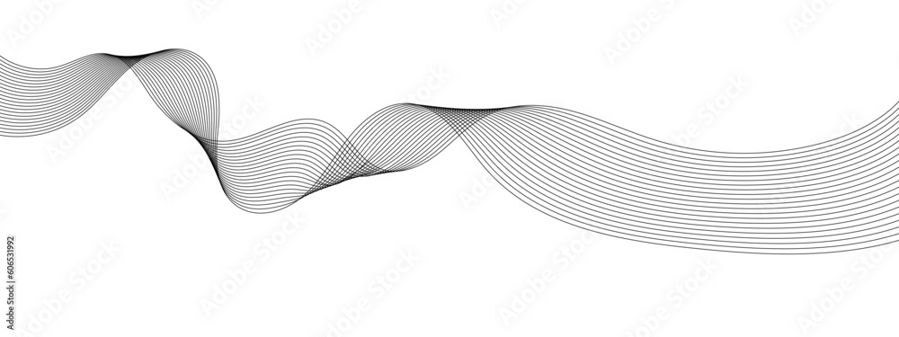 Abstract wavy white and grey curved lines on transparent background ...