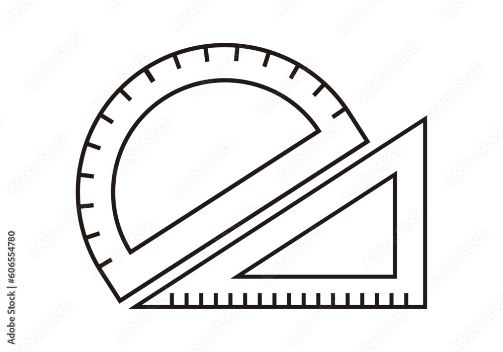 Icono negro de escuadra y transportador. Stock Vector | Adobe Stock