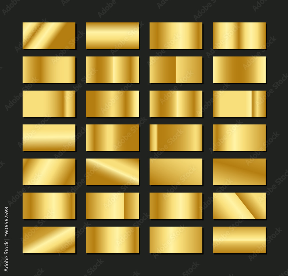 Vector yellow gold gradients metallic gradients set, vector golden ...
