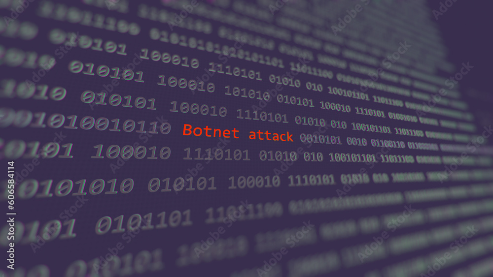 Cyber Attack Botnet Attack Vulnerability In Text Binary System Ascii Art Style Code On Editor