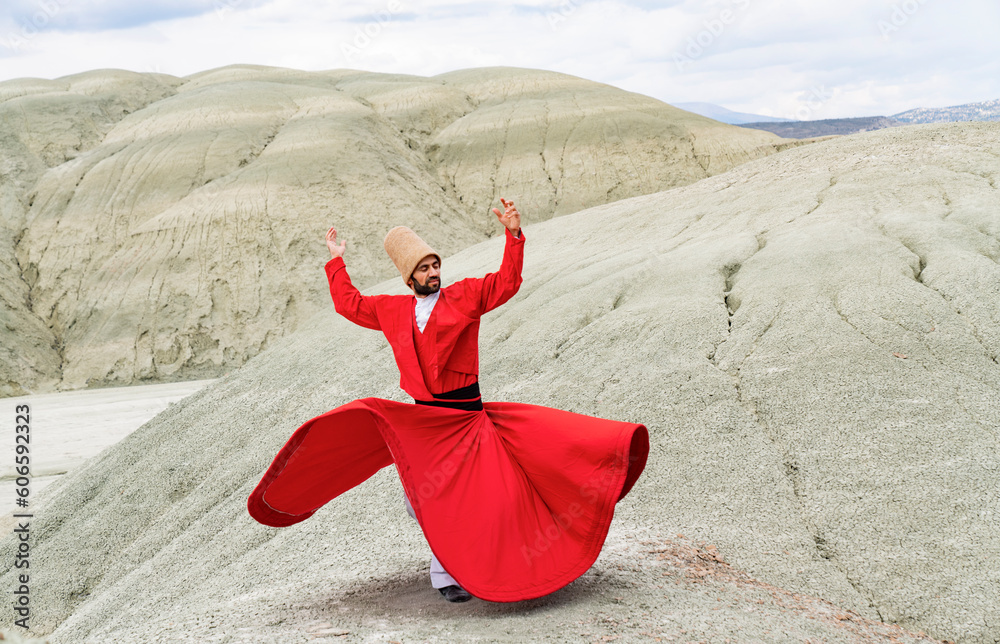 Sunset and whirling at the mountain, sufi. sufi whirling (Turkish ...