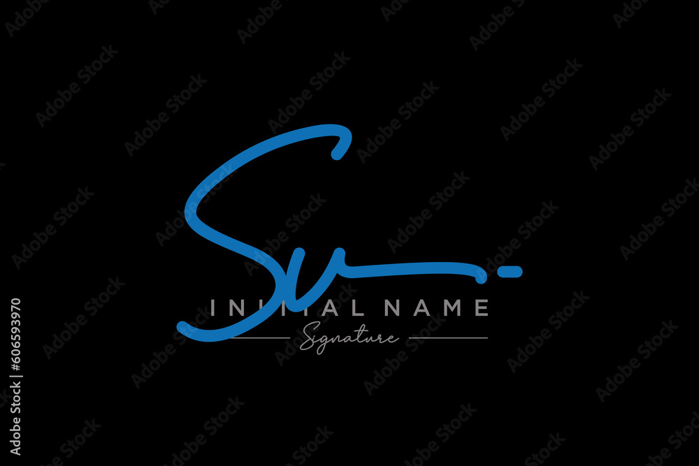 Initial SV signature logo template vector. Hand drawn Calligraphy ...