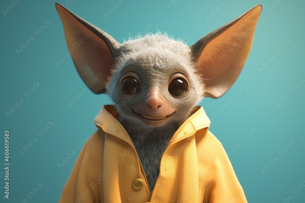 Anthropomorphic bat dressed in human clothing. humanized animal concept ...