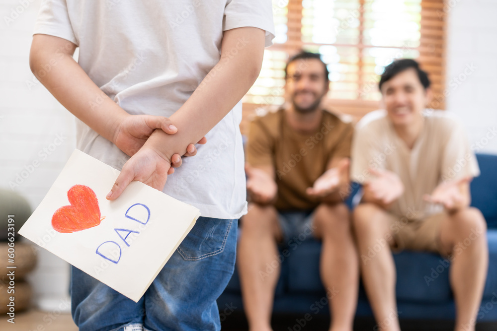 Loving LGBTQ Family Playing with Toys with Adorable child Boy at Home ...