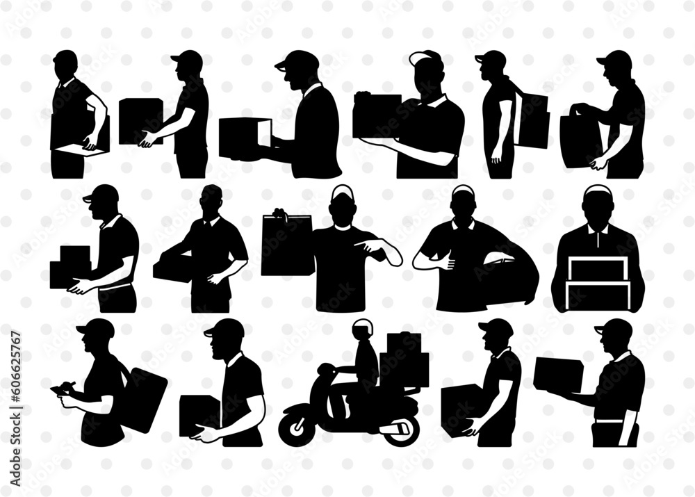 Delivery Man SVG, Man Silhouette, Delivery Service Svg, Delivery Man ...