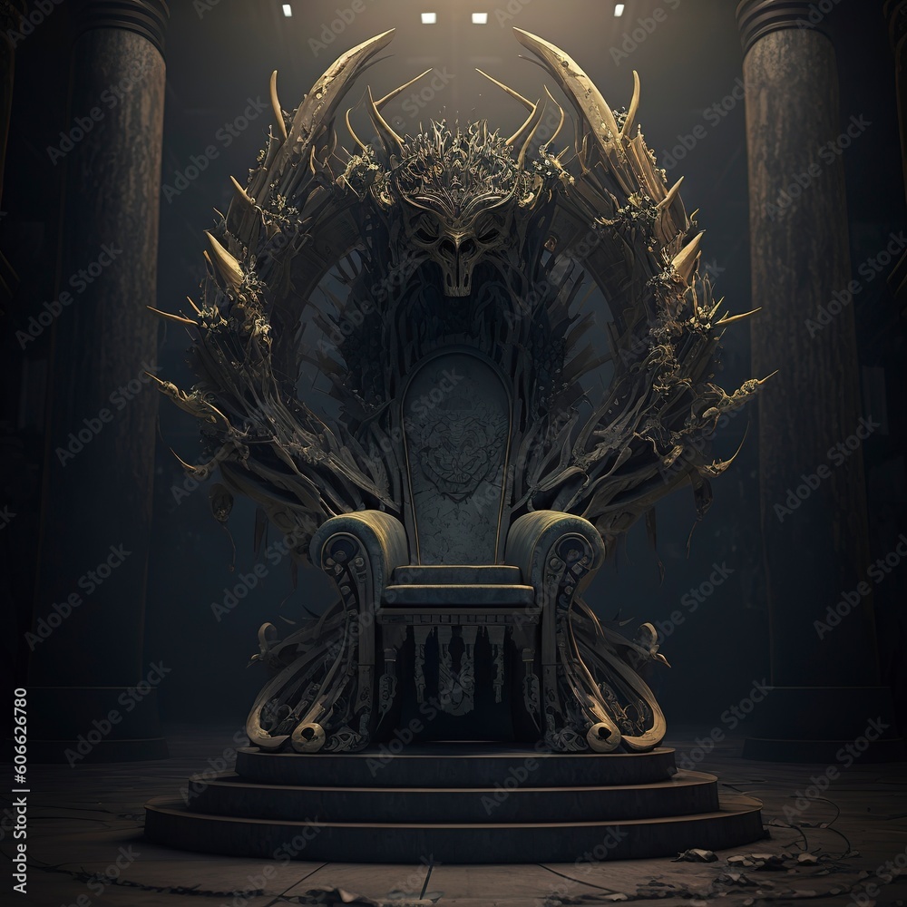 illustration of the hell throne hall with a throne, idea for scary ...