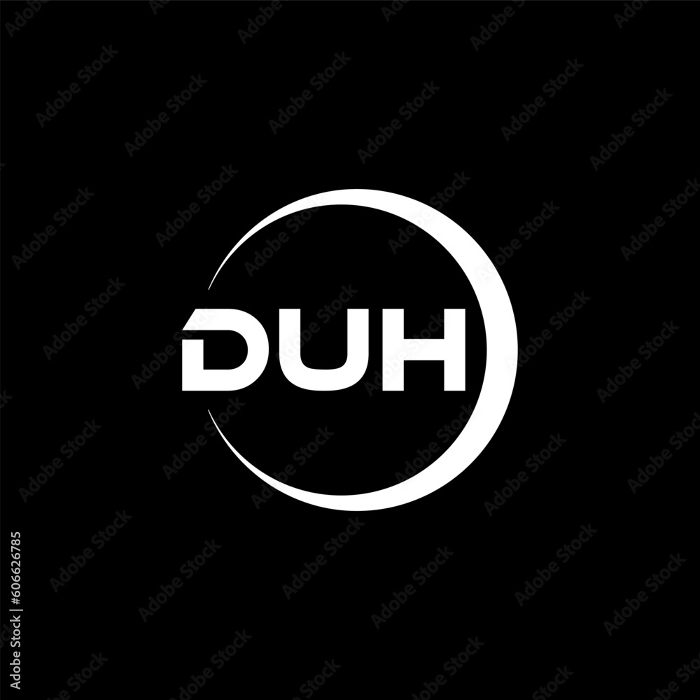 DUH letter logo design with black background in illustrator, cube logo ...