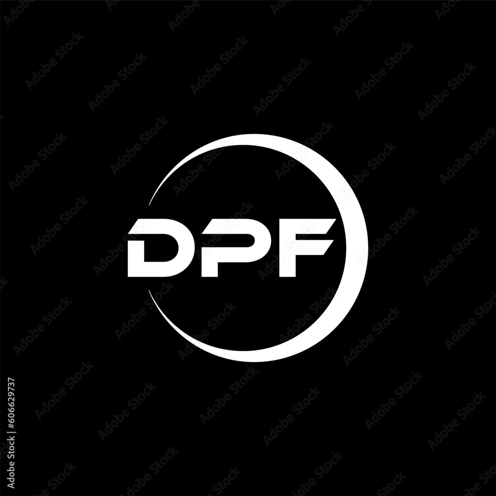 DPF letter logo design with black background in illustrator, cube logo ...